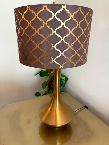 Classifieds: 2 Gold-tone Table Lamp with Patterned Drum Shade ...