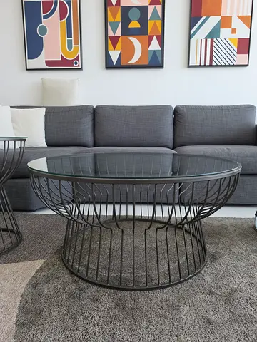 Classifieds: West elm Round Black Metal Coffee Tables with Glass Top ...