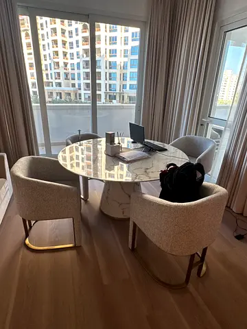 Classifieds: Marble dining table swivel chairs modern set | dubizzle Dubai