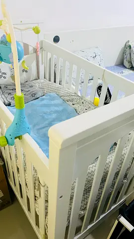 Classifieds: White Wooden Baby Crib with Mattress - Good Condition ...