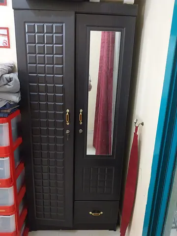 Classifieds: Dark Wood Wardrobe with Mirror and Lockable Doors - Good ...