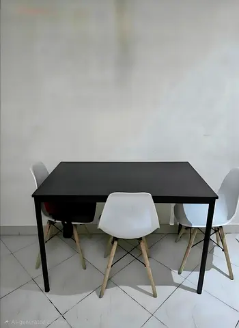 Classifieds: IKEA-style black dining table with 4 white chairs - good ...