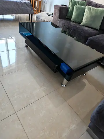 Classifieds: Large Black Glass Coffee Table with Storage Shelf ...