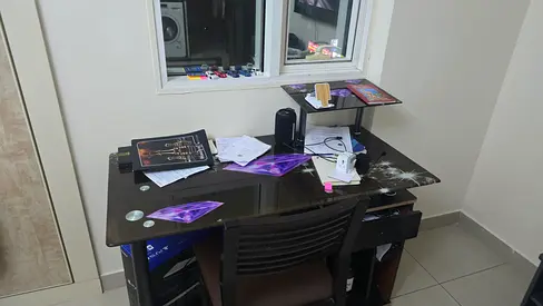 Classifieds: Used Glass Top Computer Desk and table - Dark Wood Finish ...