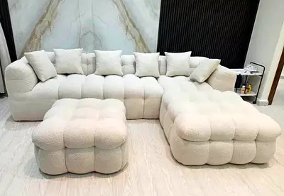 Classifieds: Modern Modular Tufted Cream Sofa with Ottoman Set ...