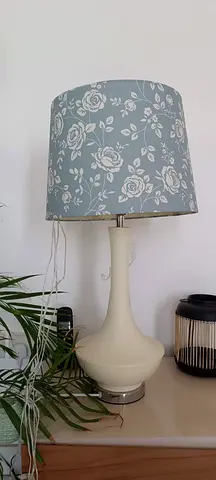 Classifieds: White Ceramic Table Lamp with Blue Floral Shade | dubizzle ...