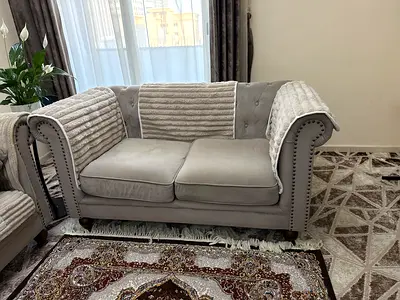 Classifieds: Light grey two-seater velvet sofa in good condition ...