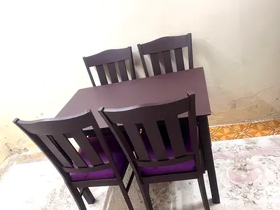 Classifieds: Wooden 4-Seater Dining Table with Chairs - Dark Brown ...