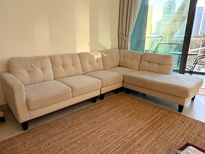 Classifieds: Light beige L-shaped fabric sofa with chaise - good ...
