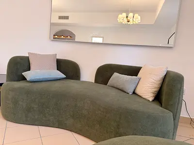 Classifieds: Curved Olive Green Upholstered Sofa Set | dubizzle Abu Dhabi