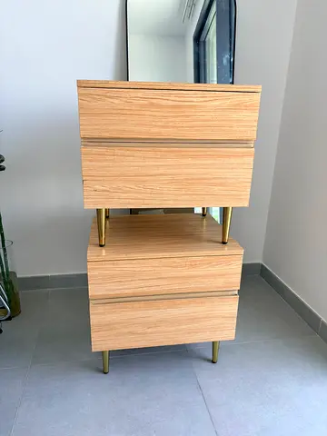 Classifieds: Pair of Modern Oak Nightstands with Brass Legs | dubizzle ...
