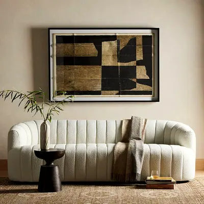 Classifieds: Modern Curved White 3-Seater Sofa — Boucle Fabric ...