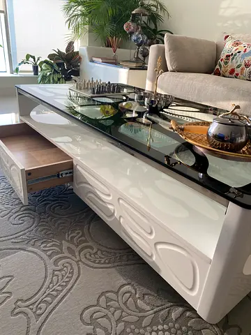 Classifieds: Glass Top Coffee Table with Storage Drawers- high quality ...