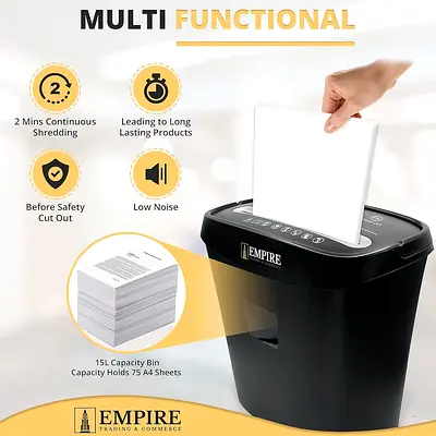 Classifieds: Empire Office Paper Shredder - Cross-Cut, 15L Bin, Low ...