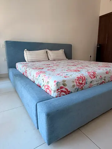 Classifieds: Light blue fabric super king bed frame with headboard and ...