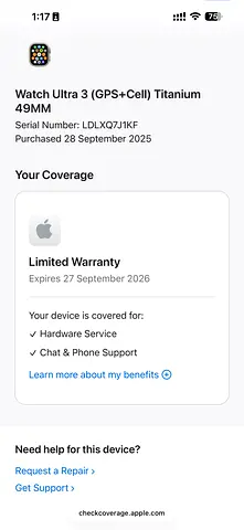 Classifieds: Apple Watch Ultra 3 (GPS + Cellular) Titanium 49mm Mint ...
