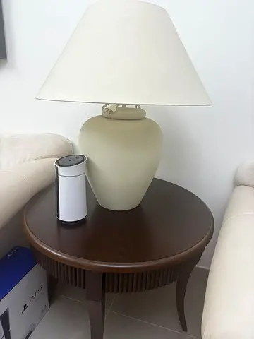 Classifieds: Round Wooden Side Table with Lamp (Good Condition ...