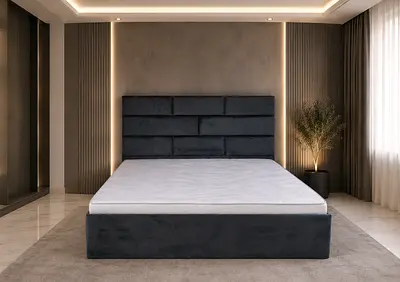 Classifieds: Modern Dark Grey Upholstered King Size Bed Frame with ...