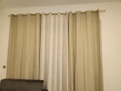 Classifieds: Beige Eyelet Curtains with Sheer Lined Panel - Good ...