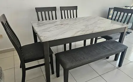 Classifieds: 6-Seater Dining Table Set with Marble-Effect Top and Bench ...