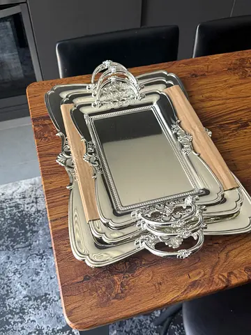Classifieds: Set of 3 Decorative Silver Serving Trays with Handles ...