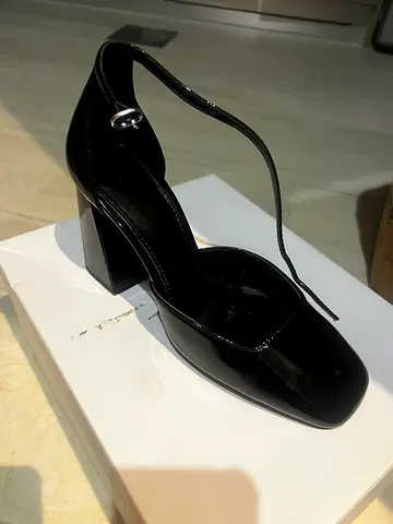 Classifieds: Black Patent Leather Square Toe Block Heels | dubizzle Dubai