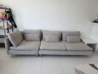 Classifieds: Light grey 3-seater fabric sofa with cushions - good ...
