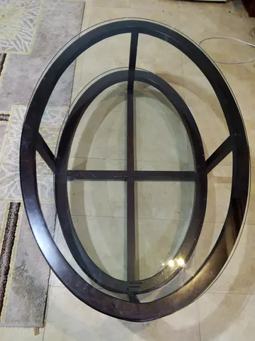 Classifieds: Oval Glass Coffee Table with Dark Wood Frame - Good Used ...