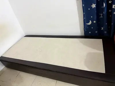 Classifieds: Single bed frame with faux leather base and wooden top ...
