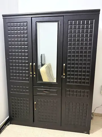 Classifieds: Dark wood 3-door wardrobe with mirror, good condition ...