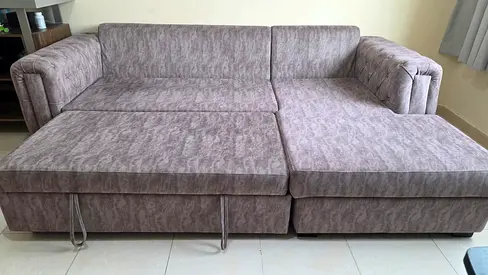 Classifieds: Light grey fabric L-shaped sofa bed - good condition ...