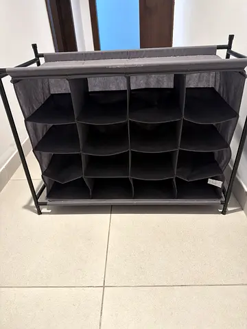 Classifieds: Fabric 16-Compartment Shoe Organizer on Metal Frame - Grey ...