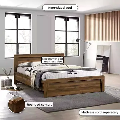 Classifieds: Solid Wood King Size Bed Frame with Headboard - Rounded ...
