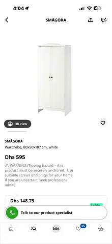 Classifieds: IKEA SMÅGÅRA White Wardrobe 80x50x187 cm - Good Condition ...
