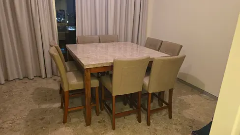 Classifieds: Solid Wood Dining Table with 6 Upholstered Chairs - Marble ...
